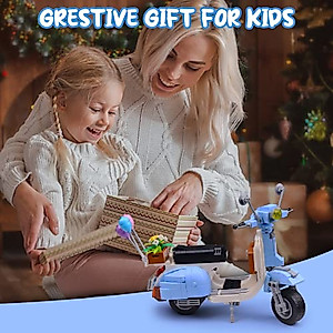 Bourvill Motorcycle Vehicle Scooter Building Kit, Compatible with Lego Vespa, Cute Educational Building Toys for Kids, Great Gifts for Adult Boys Girls 6-12 Years Old (568 Pieces)