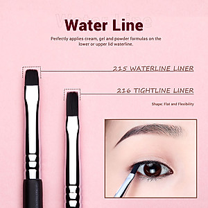 Jessup Eyeliner Brush Set, Professional Eye Liner Makeup Brushes 11pcs, Angled Flat Definer Ultra Fine Bent Pencil Point Eyeliner Brushes for Precision Liner, T324