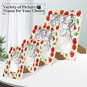 POFATO Cherry Fruit Pattern 4x6 Picture Frame Wood Photo Frame for Tabletop Display Wall Mount Picture Frame Display 4x 6 Inch Photo Wall Decor Home Gift Frames
