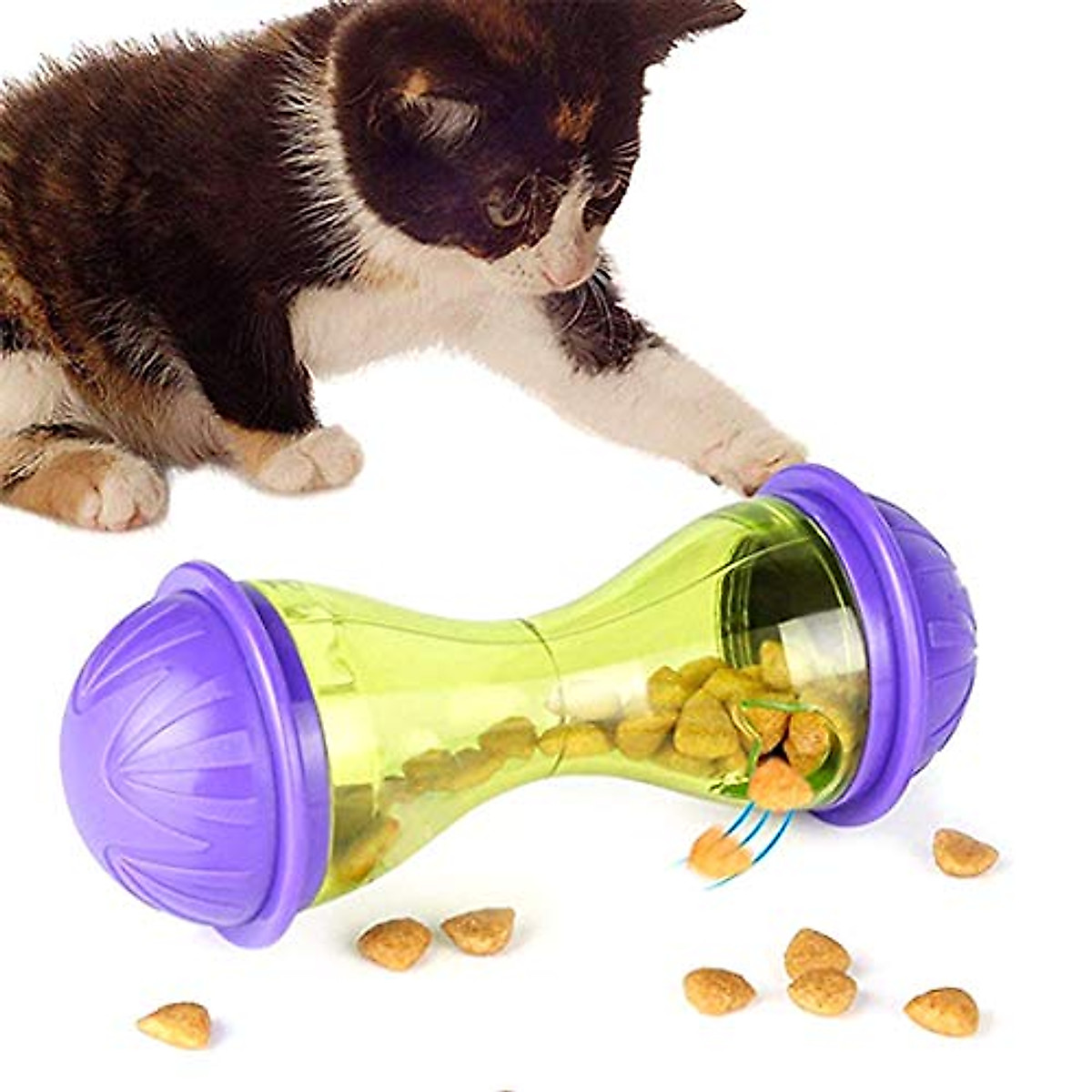 Cat Interactive Treat Dispenser Toy - Pet Slow Feeder Toy, Cat Food Dispensing Improve Intelligence IQ Puzzle Toy (4.33x1.77inch)