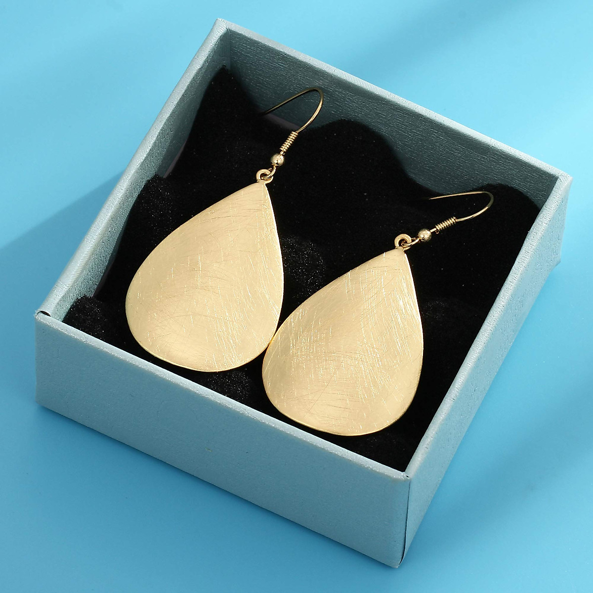 BIRSTONE Handmade Teardrop Earrings with Brushed Finished Dangle Earrings Princess Jasmine Halloween Costume Earrings