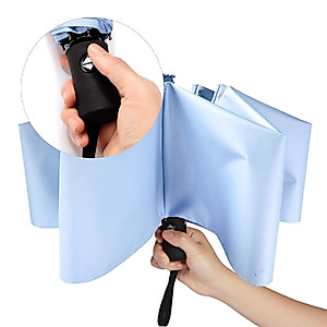 Shinok Travel Umbrella Compact Folding Sun Umbrellas Lighweight Auto Open Close for Women Parasol Blue