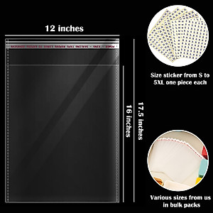 12” x 16” Large Resealable Cellophane Bags 200 pcs, Self Sealing Clear Bags for Packaging Products Self-adhesive Cello Bags for Clothes, T-shirts, Pants and Gifts, 200 ct in Bulk