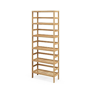 HLXZN 6 Tier Bamboo Freestanding Shelf Unit, Multifunctional Bookshelf Bookcase for Bathroom, Kitchen, Living Room, Office