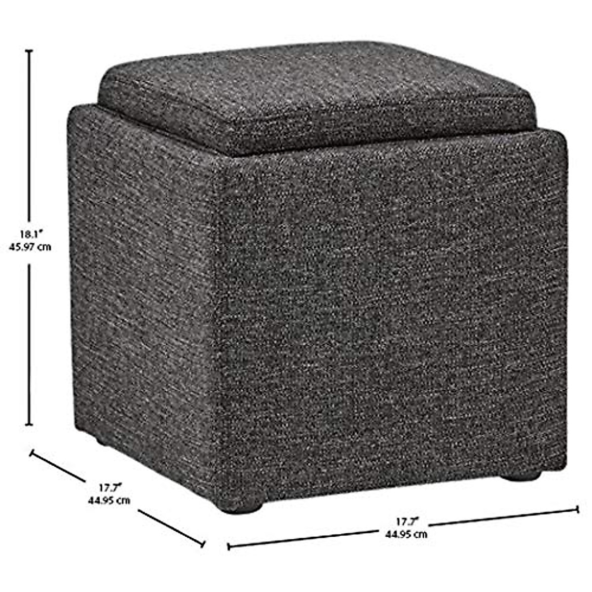 Amazon Brand – Rivet Ross Modern Tweed Lift-Top Storage Ottoman Pouf, 17.7"W, Caviar