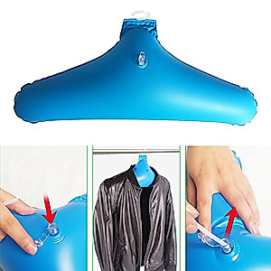 prettDliJUN 5Pcs Inflatable Clothing Hanger for Travel, Outdoor Clothes Hanger Rack Non-Slip Portable Coat Holder, Blue