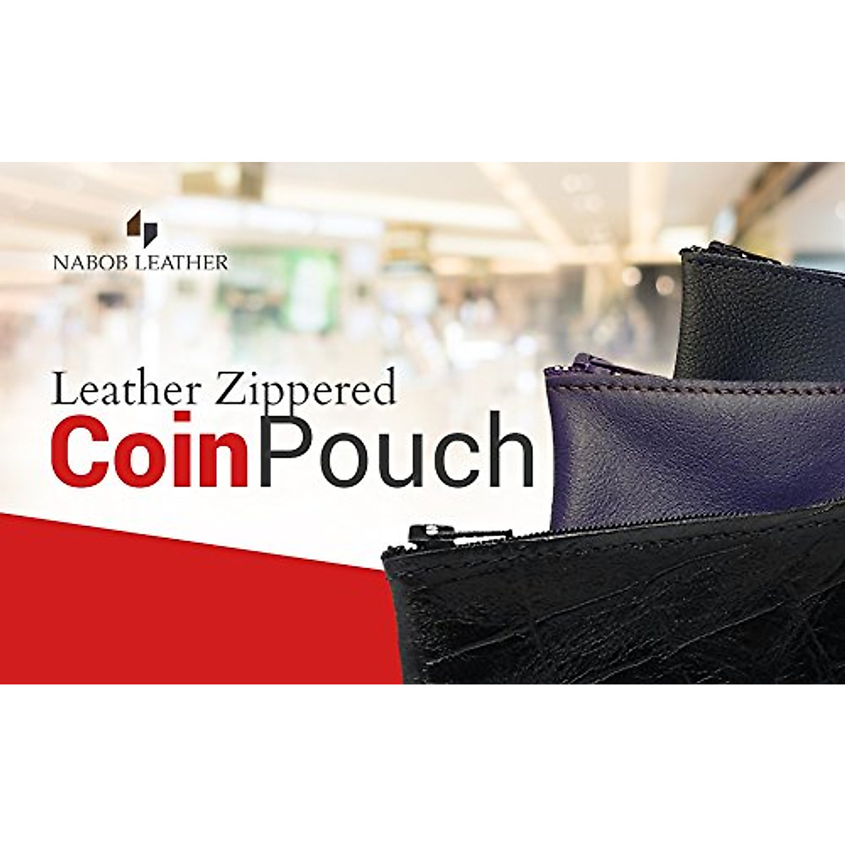 Genuine Leather Small Zipper Pouch Coin Purse for Women Change Holder for Men Size 4 x2.5 Made in U.S.A