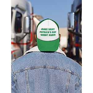 Tstars Make St. Patrick's Day Great Again Trump Trucker Hat Mesh Cap One Size Green/White