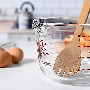 8 Cup Large Glass Measuring Cup - Kitchen Mixing Bowl, Liquid Measure Cups, Glass Bakeware Set, Punch Bowl, Batter Bowl.