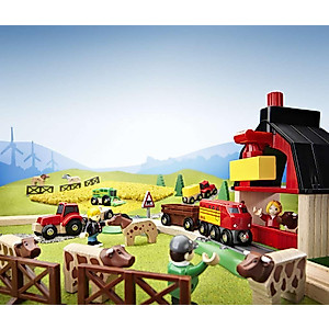 BRIO 33719 Farm Railway Playset – Interactive Toy Train Set for Kids | FSC-Certified Wood | Expandable Tracks | Promotes Skill Development