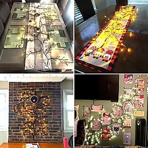 H-Wniniai Vines for Bedroom Birch Fall Garland, 6FT 18 Branches 144LED, 8 Modes Artificial Plants Lighted Willow Vine with Remote Control, Wall Decor for Room Decor, Wall Lights