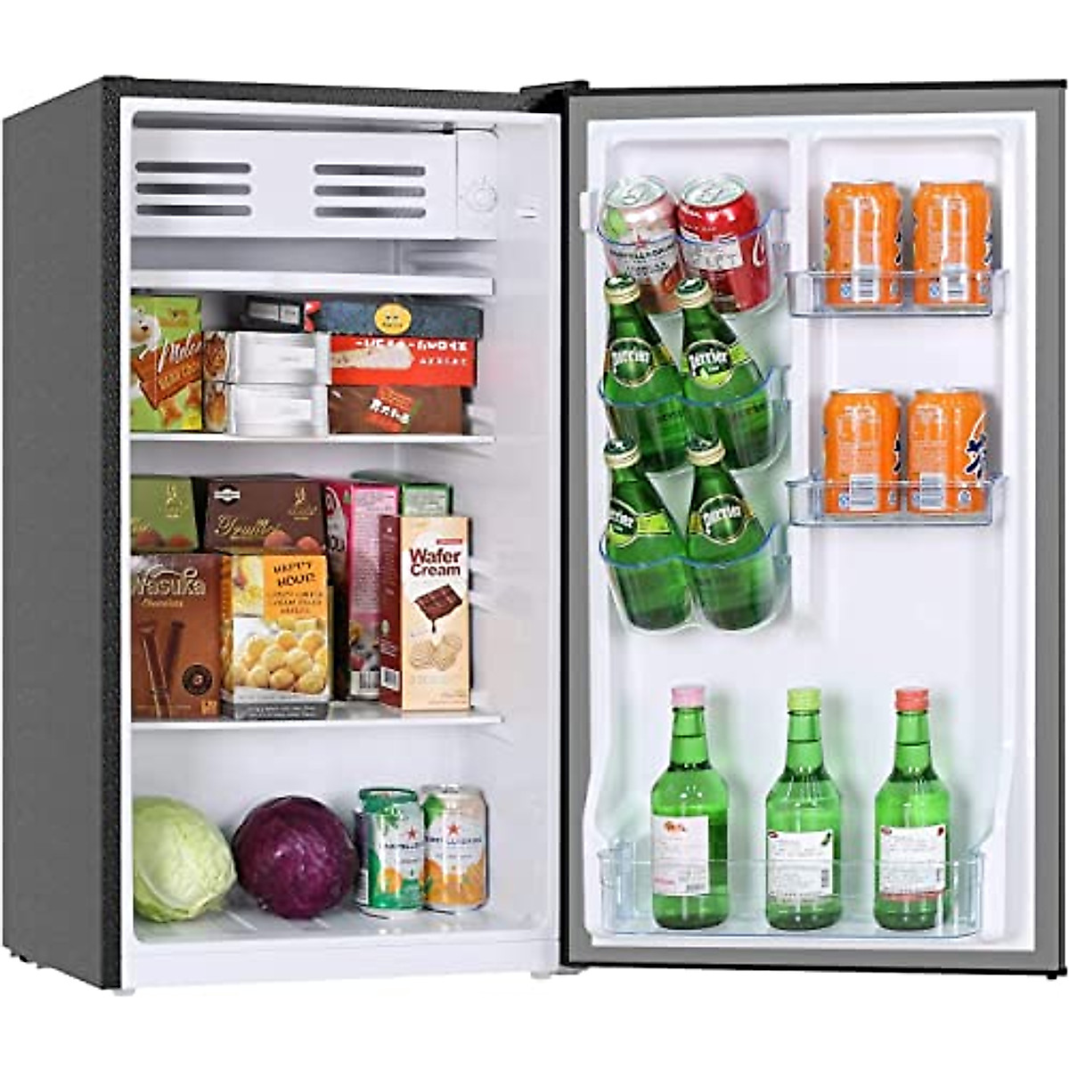 Frestec Small Refrigerator with Freezer, 3.1 cu ft Mini Fridge Retro Compact Refrigerator for Bedroom, Dorm, Office, Energy Star Ultra-Quiet Adjustable Temperature,(Sliver)