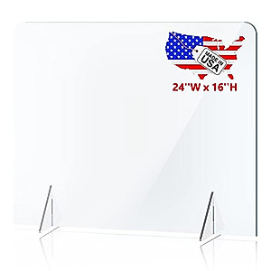 NO Cutout Sneeze Guard Panel for Counter and Desk, Portable Clear Acrylic Shield No Opening, Protective Plexiglass Shield Without Opening for Office, School, and Retail Store