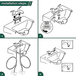 REHOMAONG Matte Black Bathroom Faucet 3 Hole with Pop-up Drain,360 Swivel Spout 2-3 Hole RV Bathroom Vanity Sink Faucet, Bathroom Sink Faucet,4 Inch 2 Handle Bathroom Faucet