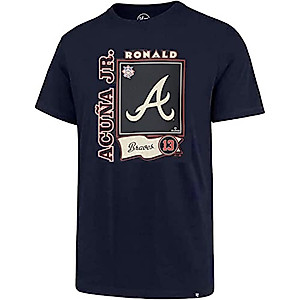 47 MLB Men's Player Name & Number Team Color Super Rival T-Shirt (Ronald Acuna Jr. Atlanta Braves, Medium)