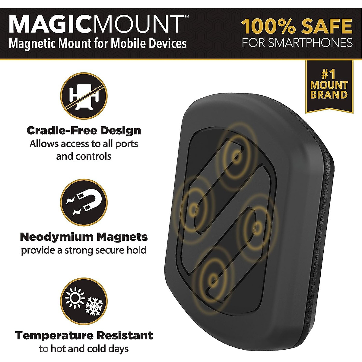 Scosche MAGCUP2M-SP1 Magnetic Cup Phone Holder Mount for Mobile Devices, Adjustable Universal Base for Most Vehicle Cupholder Sizes, Black