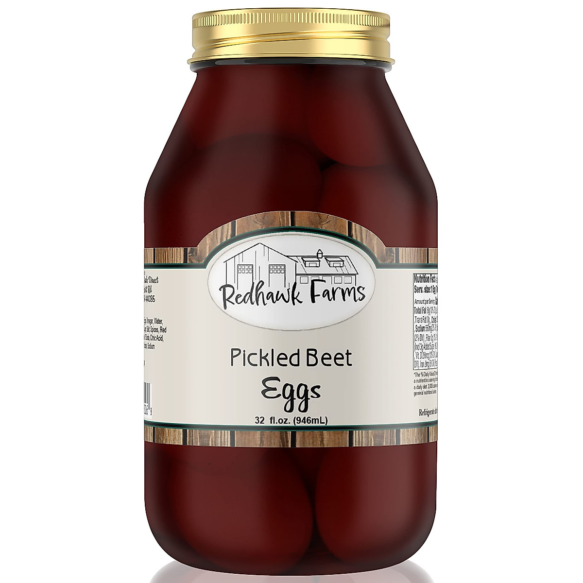 Redhawk Farms Pickled Beet Eggs - Beet Juice & Fresh, Whole Eggs, Pickled & Jarred For Freshness - Gluten Free & Non-GMO - (32 Oz)