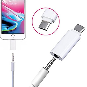 HiLeyJey USB Type C to 3.5mm Headphone Adapter Type C Adapter Port to 3.5MM Aux Audio Earphone Headphone Cable USB Typ C Aux Adapter (White)
