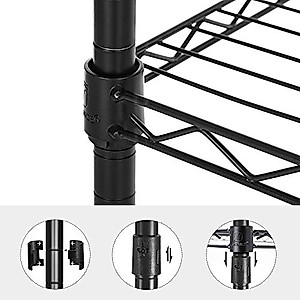 SONGMICS Kitchen Baker’s Rack, Adjustable Microwave Stand, Space-Saving Storage Rack with 4 Shelves 6 Hooks, for Pots, Pans, Spice Bottles, in the Kitchen, Apartment, Studio, Black ULGR040B01