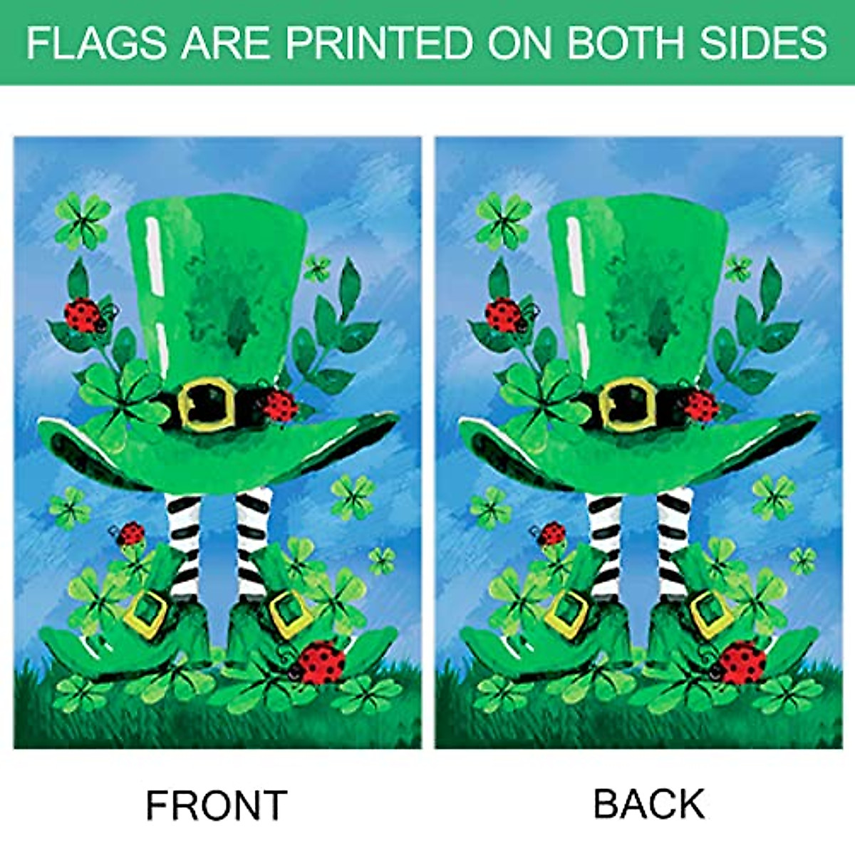 Morigins Shamrock Shower St Patricks Day Flag 28x40 Inch Decorative Green Double Sided Spring House Flag