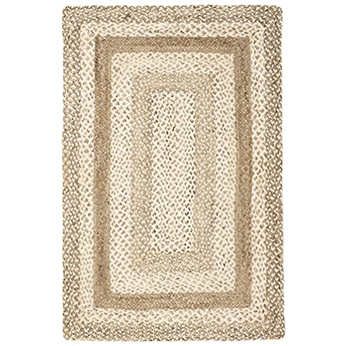 Safavieh Natural Fiber Collection Accent Rug - 2'6" x 4', Grey & Ivory, Handmade Farmhouse Boho Coastal Rustic Braided Jute, Ideal for High Traffic Areas in Entryway, Living Room, Bedroom (NF884F)