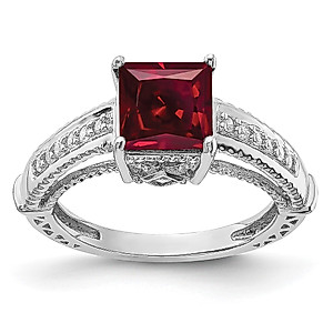 IceCarats 925 Sterling Silver Synthetic Red Ruby Cubic Zirconia CZ Ring July Birthstone Jewelry Size 7