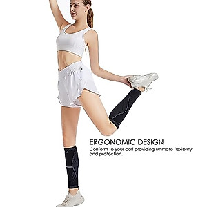 HiRui Calf Compression Sleeves for Men Women Leg Compression Socks 20-30mmHg for Shin Splint Varicose Vein Calf Pain Relief, Great for Runner MTB Travel Nurse Waiter, Medical/Athletic Fit (Black, XL)