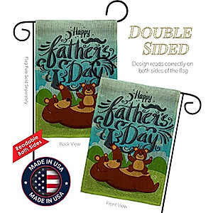 Beary Happy Father's Day Garden Flag - Family Dad Daddy Papa Grandpa Best Parent Sibling Relatives Grandparent - House Decoration Banner Small Yard Gift Double-Sided Made in USA 13 X 18.5