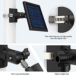 Outdoor Mount for Ring Solar Panel and Ring Super Solar Panel, Fits 1.96-7.87 inch Pole, Tree, Cylindri Rail, Drainage Pipe, No Punching Needed(Black, 1 Pack)