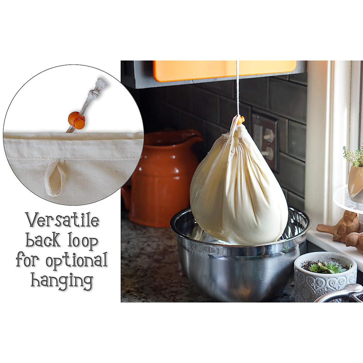 Kleynhuis Greek Yogurt Strainer Pouch, Organic Cotton (16"X9") / Reusable Cheesecloth Alternative