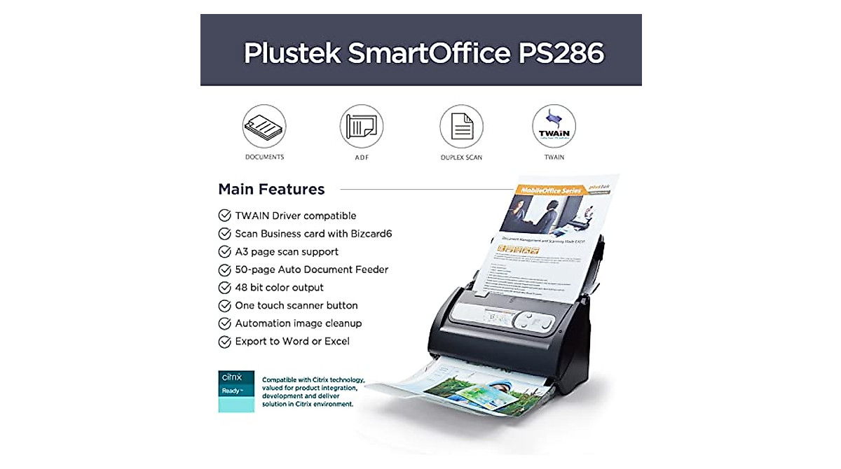 Plustek PS286 Plus Scanner - Fast & Efficient Scanning