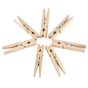 HOIGON 400 Pack 3 Inch Natural Wooden Clothes Pins, Sturdy Large Wooden Clothespins, Wood Clips with Spring, Wood Laundry Pins for Clothing, Craft, Hanging Photo, Clipping Snacks