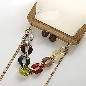 YUSHINY Women Transparent PVC Plastic Handbag Crossbody Durable Evening Bag with Removable Acrylic Curb Shoulder Strap (White)