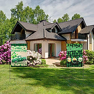 Boao 2 Pieces St Patrick's Day Garden Flag 18 x 12 Inch Saint Patty's Day Welcome Gnome Irish Green Shamrock Flag Double Sided Decorative Shamrock Truck Yard Flag for Garden Home Decoration