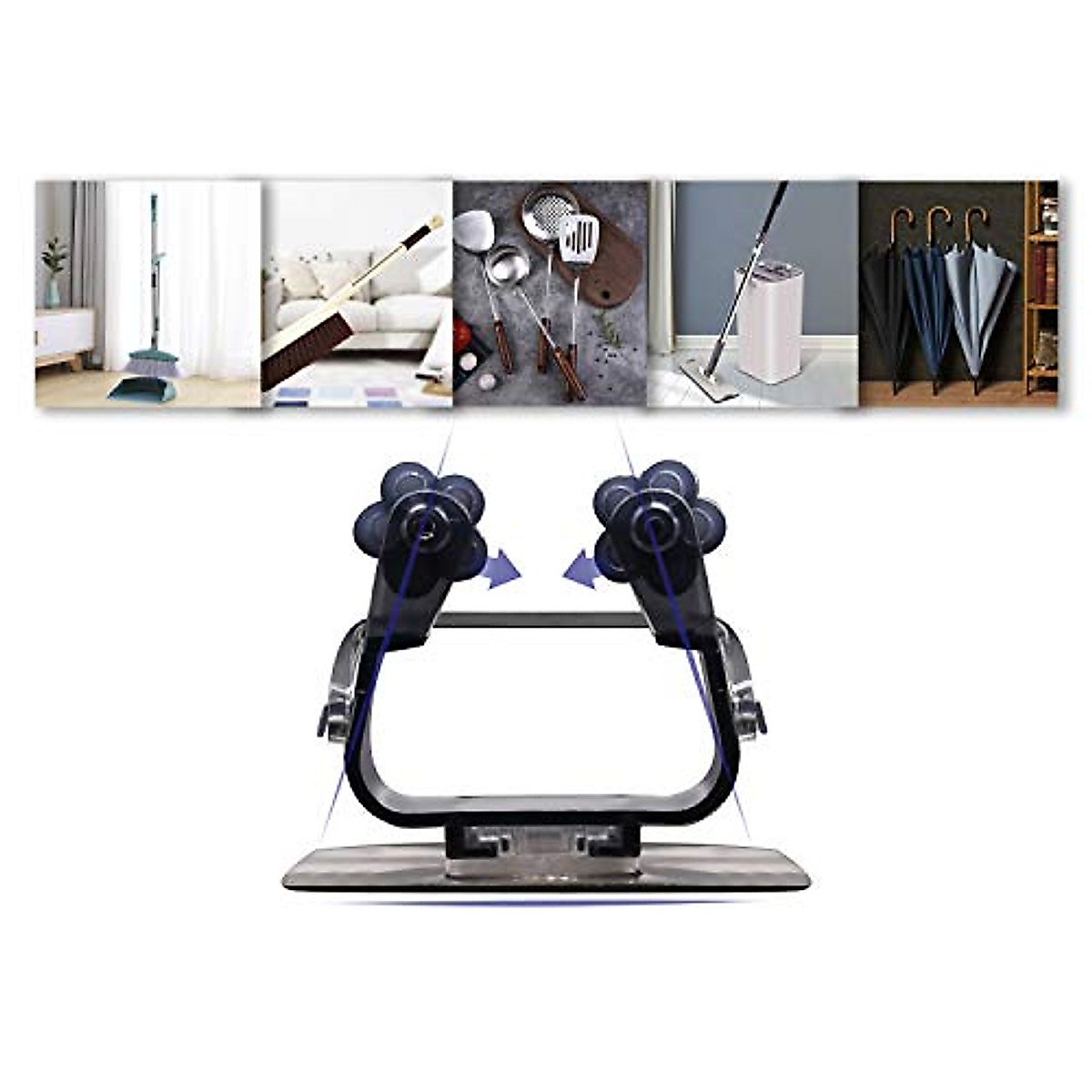 ARTORA Mop and Broom Holder Wall Mounted, Self Adhesive Broom Organizer Multipurpose Tools Storage Hanging Clip for Kitchen, Bathroom, Laundry Room (6 Pack)