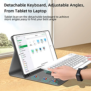 JUQITECH iPad 9th 8th 7th Generation Case with Keyboard 10.2 Inch 2021/2020/2019 - Wireless Bluetooth Magnetic Keyboard Case Soft Tablet Protective Cover for iPad 10.2" with Apple Pencil Holder