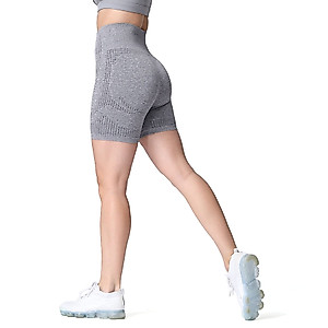 Aoxjox Vital Seamless Biker Shorts for Women High Waist Workout Shorts Booty Running Yoga Shorts (Vital Smokey Grey Marl, Small)