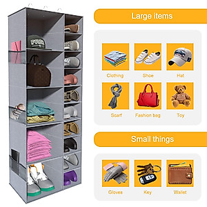 coastal rose Hanging Shoe Closet Storage Organizer, 15 Sections Closet Organizers and Storage Shelves Shoe Rack Holder Hanger, Grey