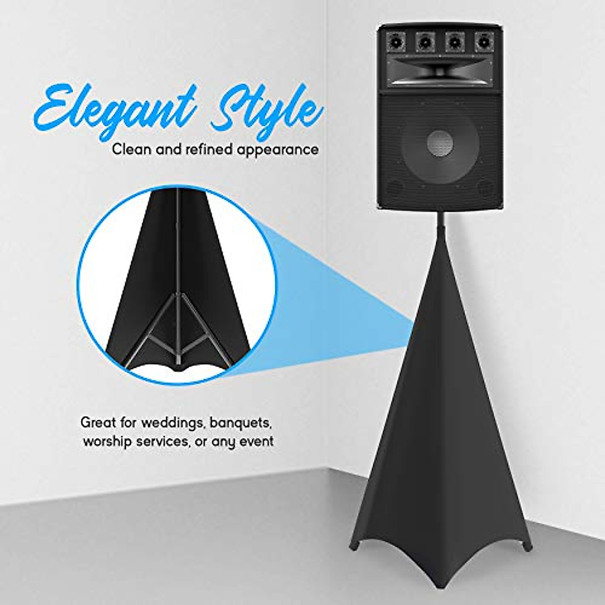Pyle Universal Lighting Tripod Stand Scrim - Double-Sided DJ Speaker; Light Stand Skirt Cover with Hook and Loop; Bag Made from Stretchable Lycra Spandex; Fit Stands Up to 75” x 43”PSCRIM2B (Black)