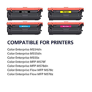212A Toner Cartridge 4 Pack Compatible Replacement for HP 212A 212X W2120A W2120X for HP Color Enterprise M555dn M554dn M555x MFP M578f M578dn Flow MFP M578c M578z Printer (Black Cyan Yellow Magenta)