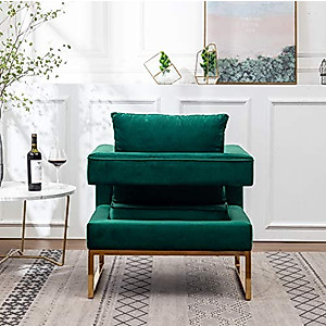 Roundhill Furniture Lenola Upholstered Accent Arm Chair, Green 27.5D x 29.75W x 34.5H in
