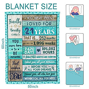 Winkwarm 21st Birthday Decorations for Her 21st Birthday Gifts for Her Him 21 Year Old Girl Boy Gift Ideas 21st Happy Birthday Gifts for Women Daughter Son Girl Boy Flannel Throw Blanket 60"X50"