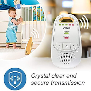 VTech DM111 Upgraded Audio Baby Monitor. 1 Parent Unit with Rechargeable Battery, Best-in-Class Long Range, Digital Wireless Transmission, Crystal-Clear Sound, Plug & Play, Sound Indicator & Alerts