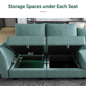 HONBAY Orage U Shape Corner Sectional Sofa Set, Aqua Blue