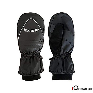 FINGER TEN Winter Golf Gloves Mittens Mitts Men Thermal 1 Pair, Windproof Waterproof Anti Slip Grip Warm Cold Weather Mitt for Push Cart and Practice Christmas Gift Pack (1 Size)