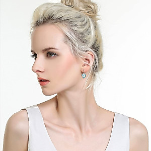 TOUPOP March Birth Flower Earrings 925 Sterling Silver Daffodils Floral Dangle Drop Hooks Earrings with Heart Aquamarine Birthstone Birthday Birth Moth Flower Jewelry Gifts for Women