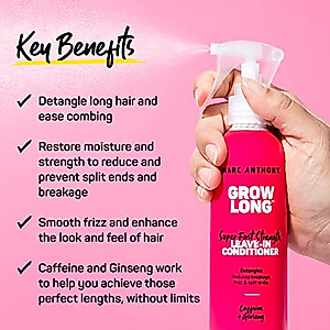 Marc Anthony Grow Long Hair Treatment Bundle - 2 Leave In Conditioner Sprays & 2 Travel Hair Mask, Red Tea Scent, Paraben-Phthalate-Sulfate-Free, Anti-Frizz & Nourishing Formula For Dry & Damaged Hair