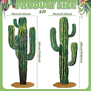 2 Pcs 6 Feet Large Boho Cactus Wall Decor Jointed Cactus Cutouts Wall Stickers Tropical Cacti Wall Decals Stickers Bohemian Green Botanical Cactus Decorations for Classroom Bedroom Cinco De Mayo