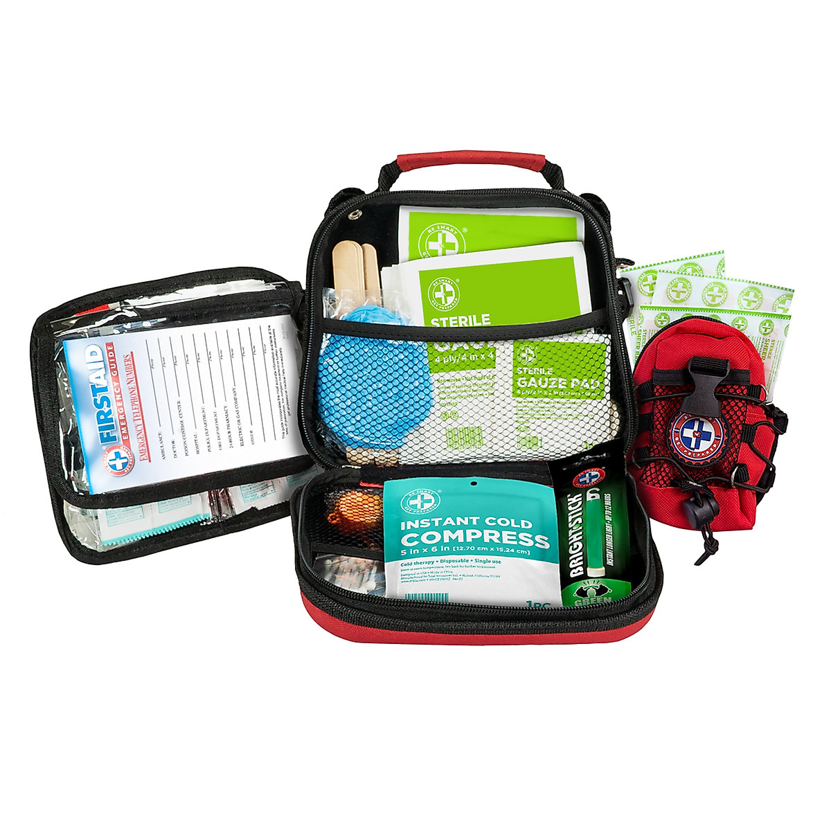 Be Smart Get Prepared 398pc Emergency First Aid Kit + BONUS Mini Kit included - Ideal for Office, Home, Car, School, Emergency, Survival, Camping, Hunting, Boating and Sports, FSA HSA eligible.