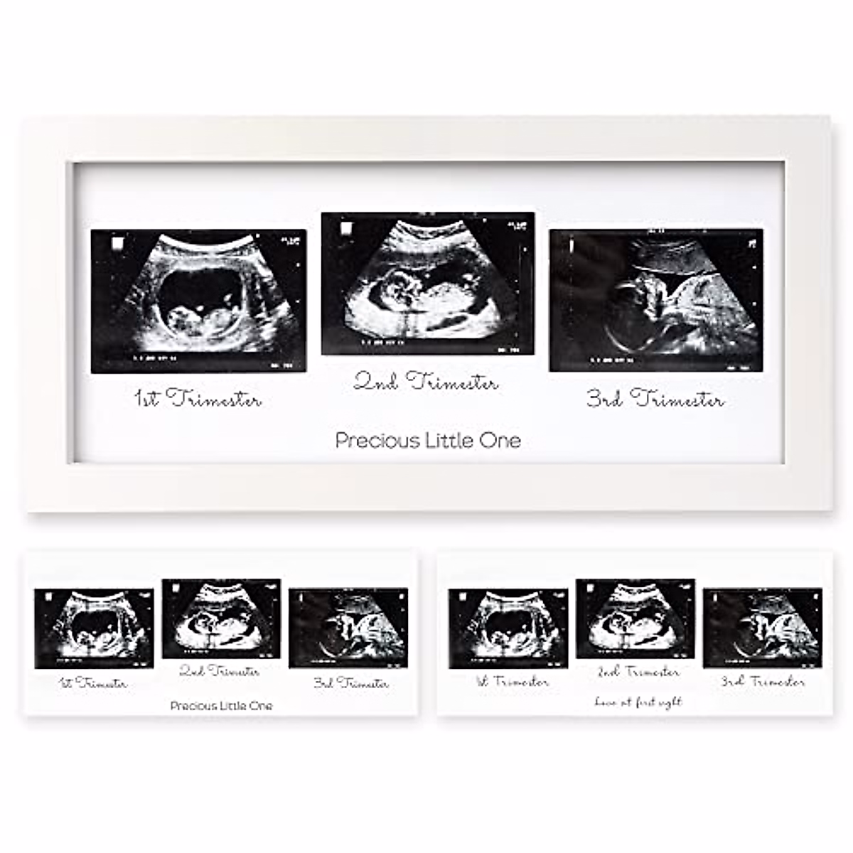 Sonogram Picture Frame - Trio Ultrasound Picture Frames For Mom To Be Gift - Baby Ultrasound frame - Pregnancy Announcements Sonogram frame - Baby Nursery Decor, Pregnant Mom Gifts (Alpine White)